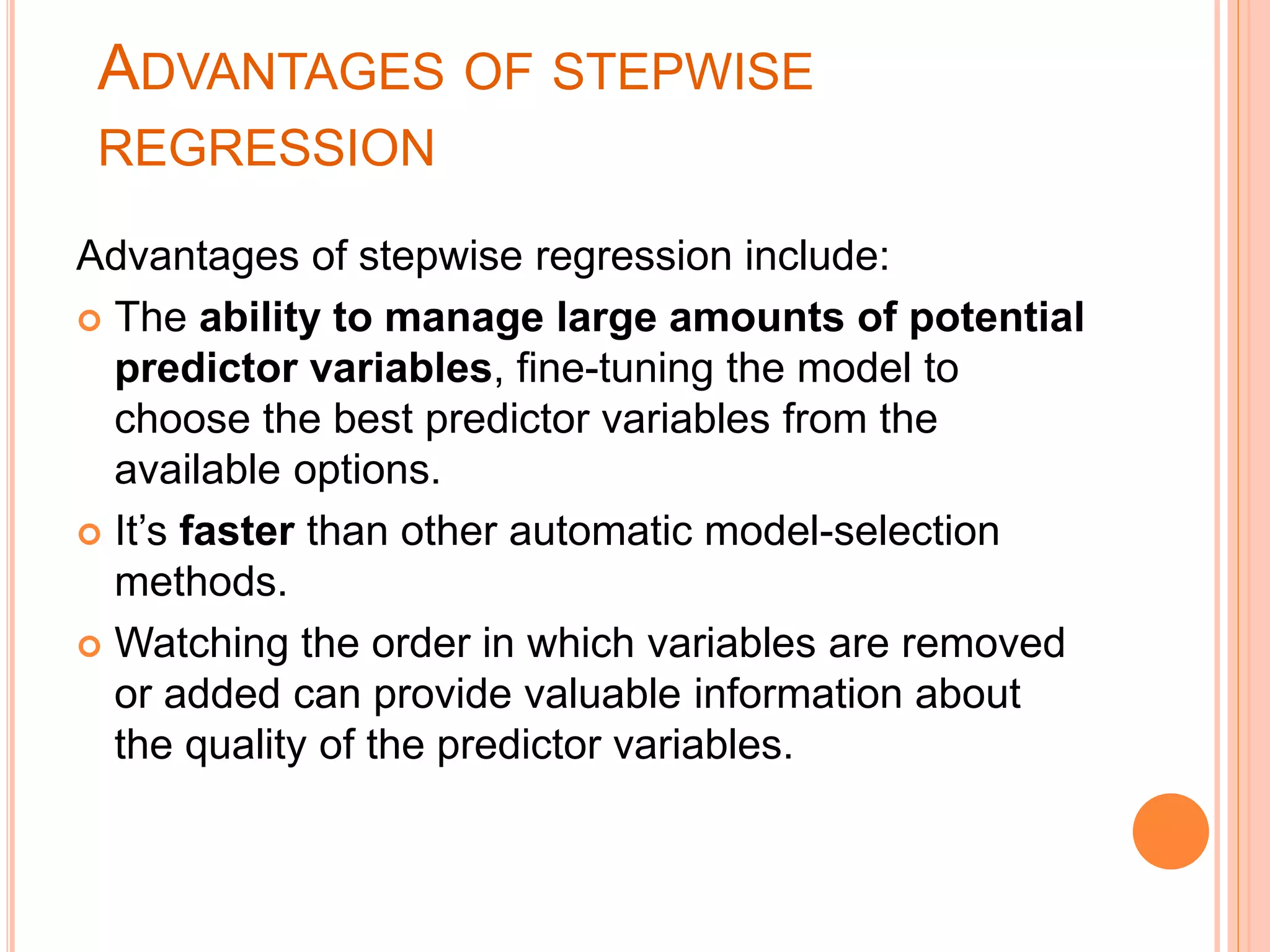 Stepwise regression Backward selection | PPT