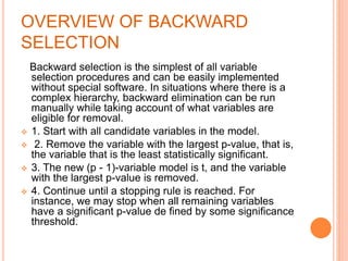 Stepwise regression Backward selection | PPT
