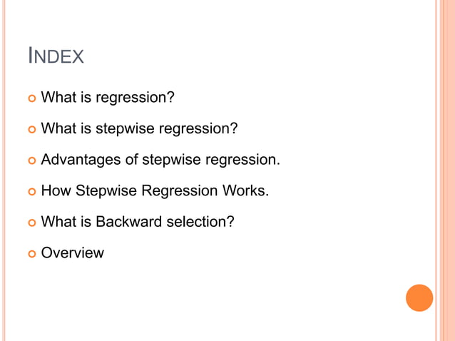 Stepwise regression Backward selection | PPT