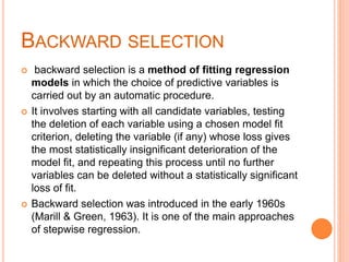 Stepwise regression Backward selection | PPT