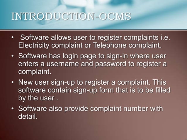 ONLINE COMPLAINT MANAGEMENT SYSTEM | PPTX