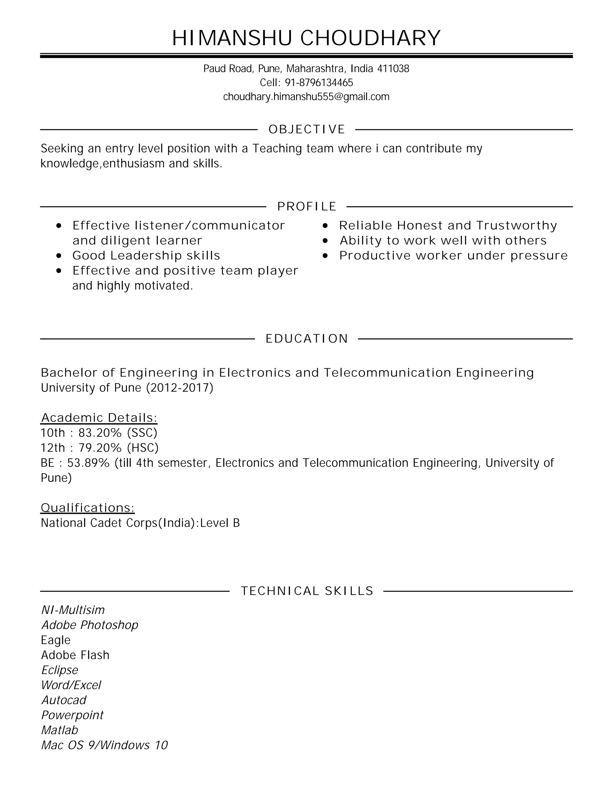 Himanshu choudhary resume | PDF