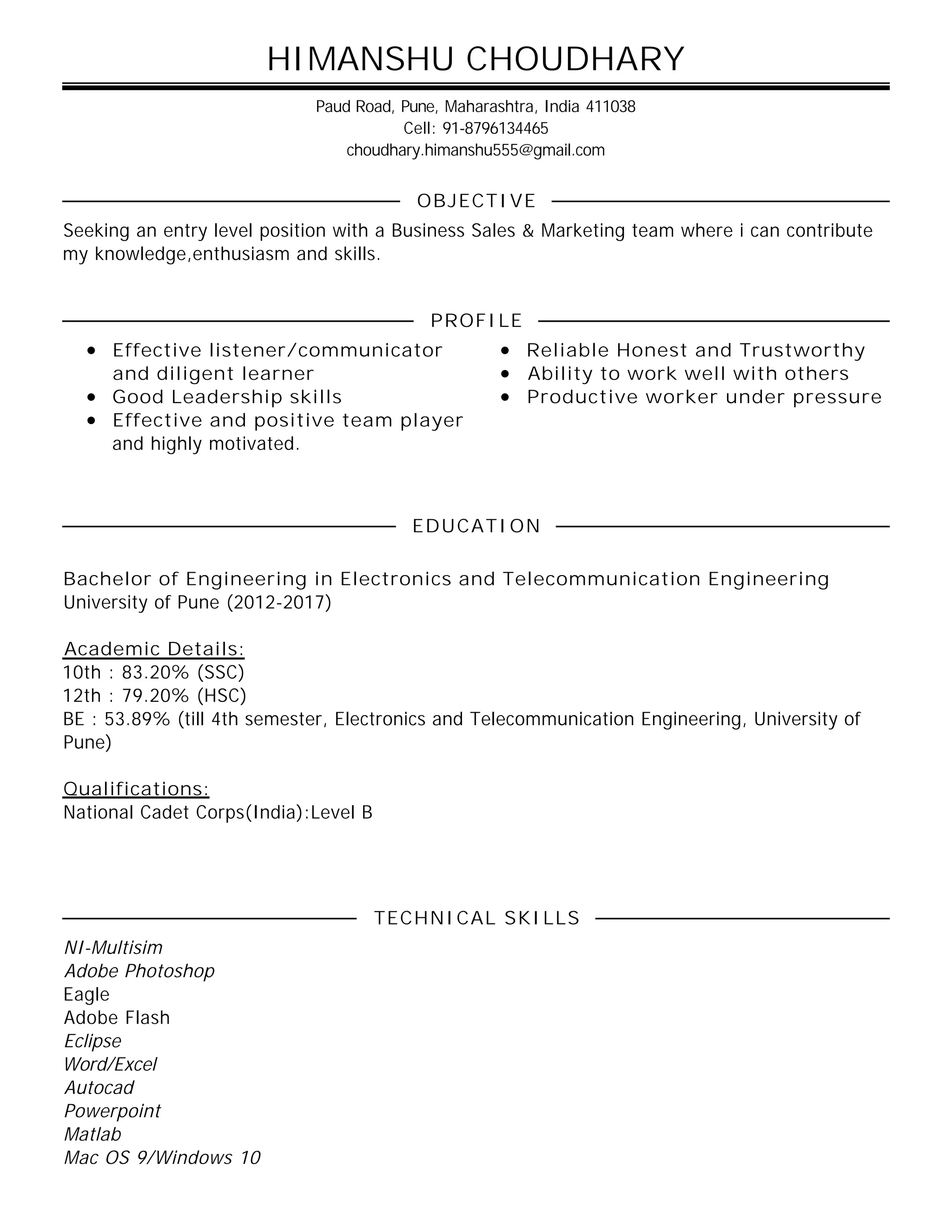 Himanshu choudhary resume | PDF