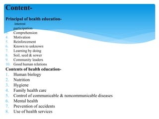 Principal of health education and its content | PPTX