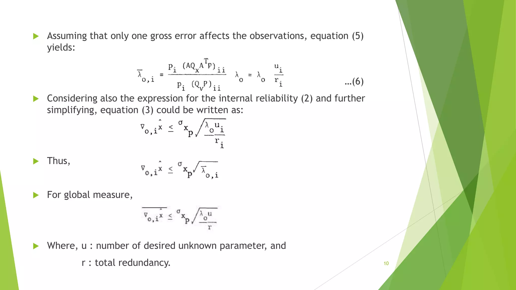 reliability analysis in adjustment computation | PPTX | Physics | Science