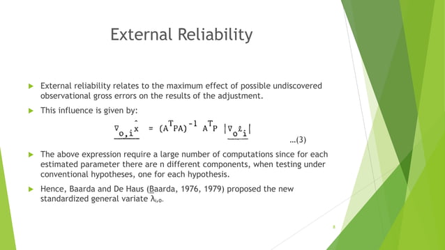 Reliability Analysis In Adjustment Computation Ppt
