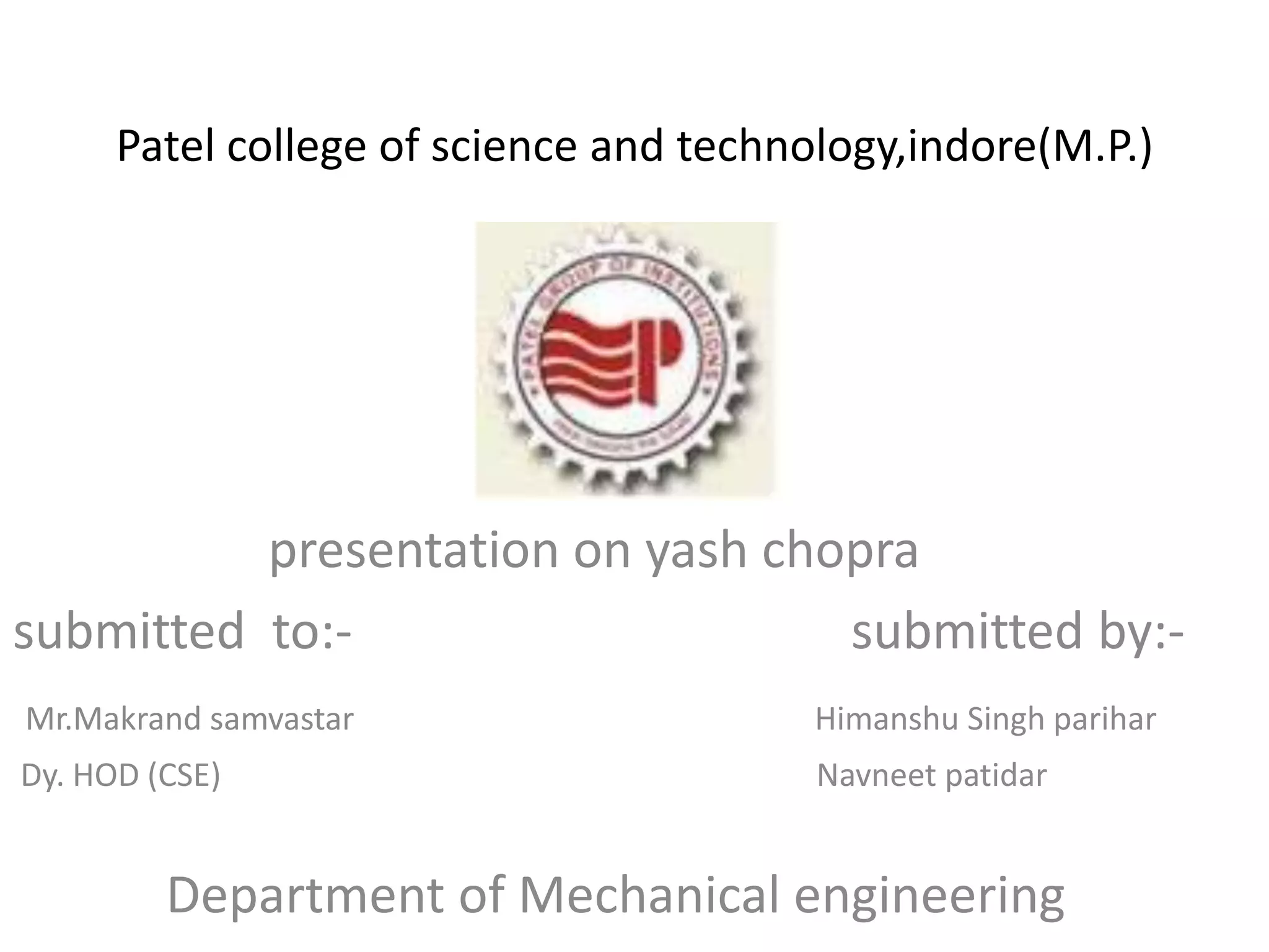 yash chopda ppt | PPTX
