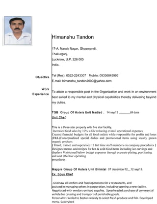 Himanshu tandon copy of cv | DOC