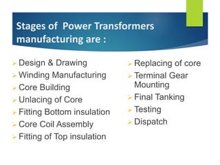 TRANSFORMER WORKING MANUFACTURINIG | PPTX