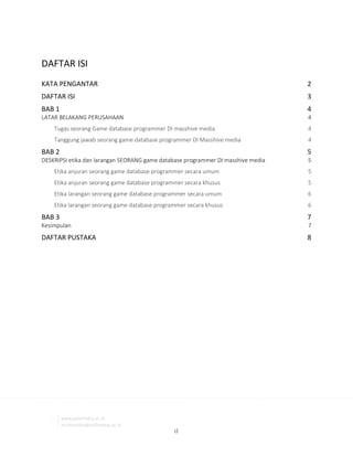 ETIKA PROFESI DESKRIPSI TUGAS DAN TANGGUNG JAWAB SEORANG GAME DATABASE ...