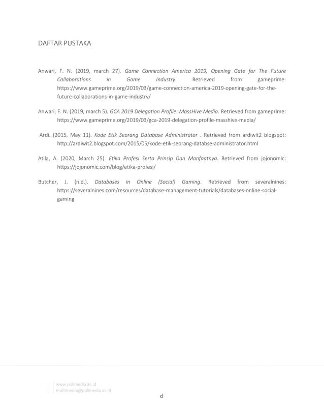 ETIKA PROFESI DESKRIPSI TUGAS DAN TANGGUNG JAWAB SEORANG GAME DATABASE ...