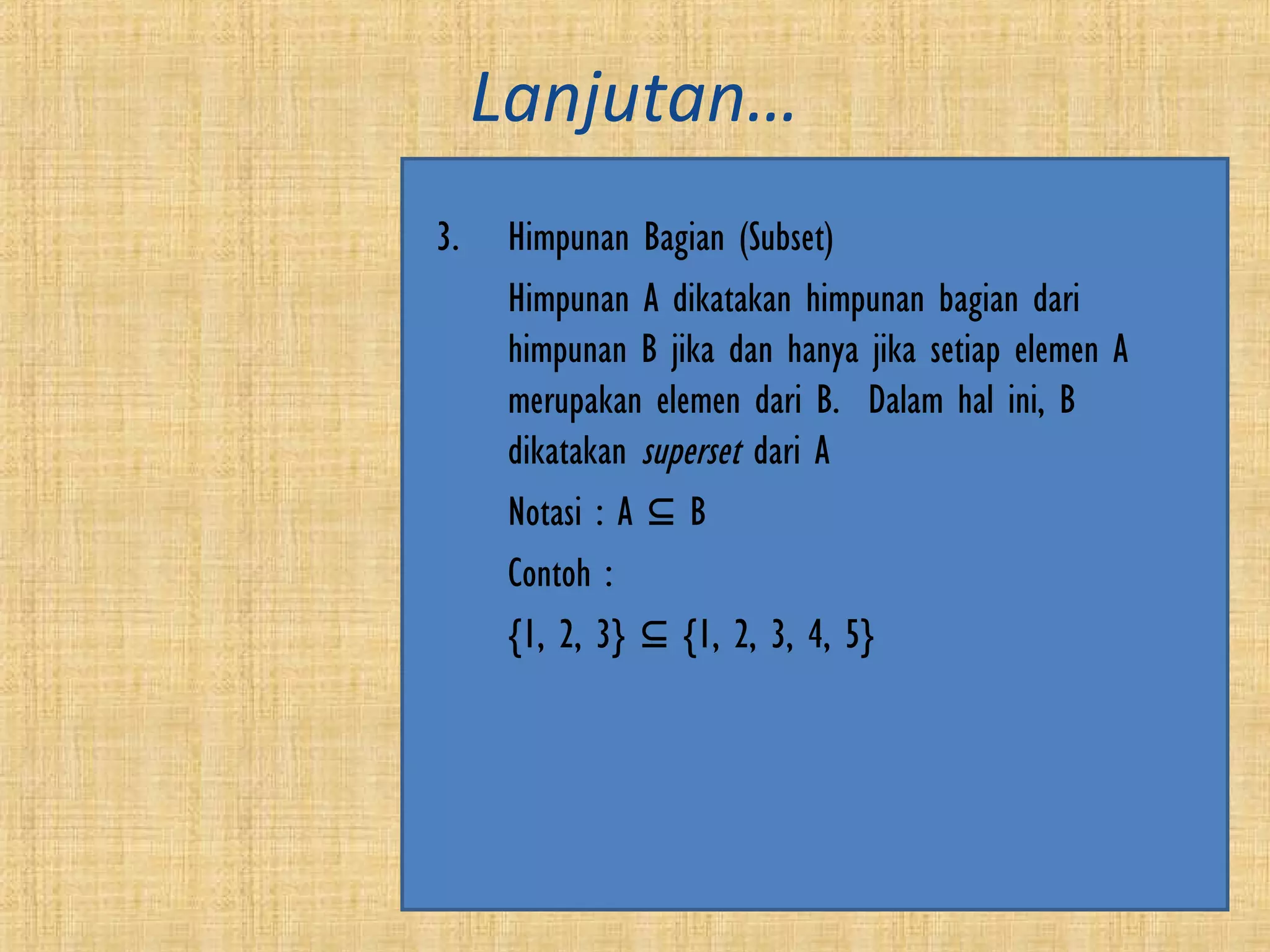 Himpunan dan sistem bilangan (pertemuan 1) | PPT