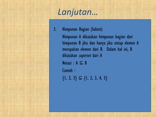Himpunan dan sistem bilangan (pertemuan 1) | PPT