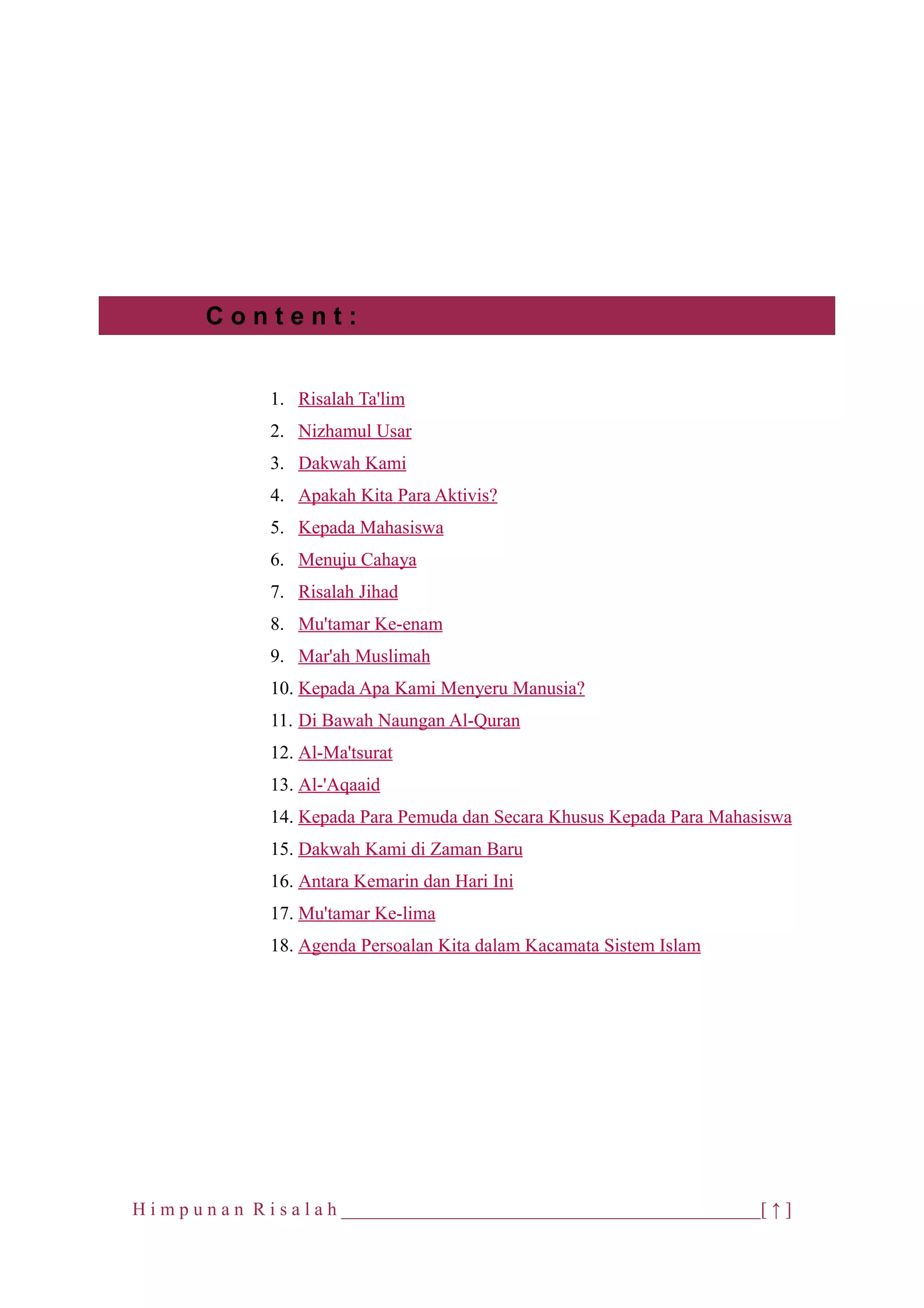 Himpunan risalah Hassan al Banna (Majmuah Ar-Rasail) | PDF