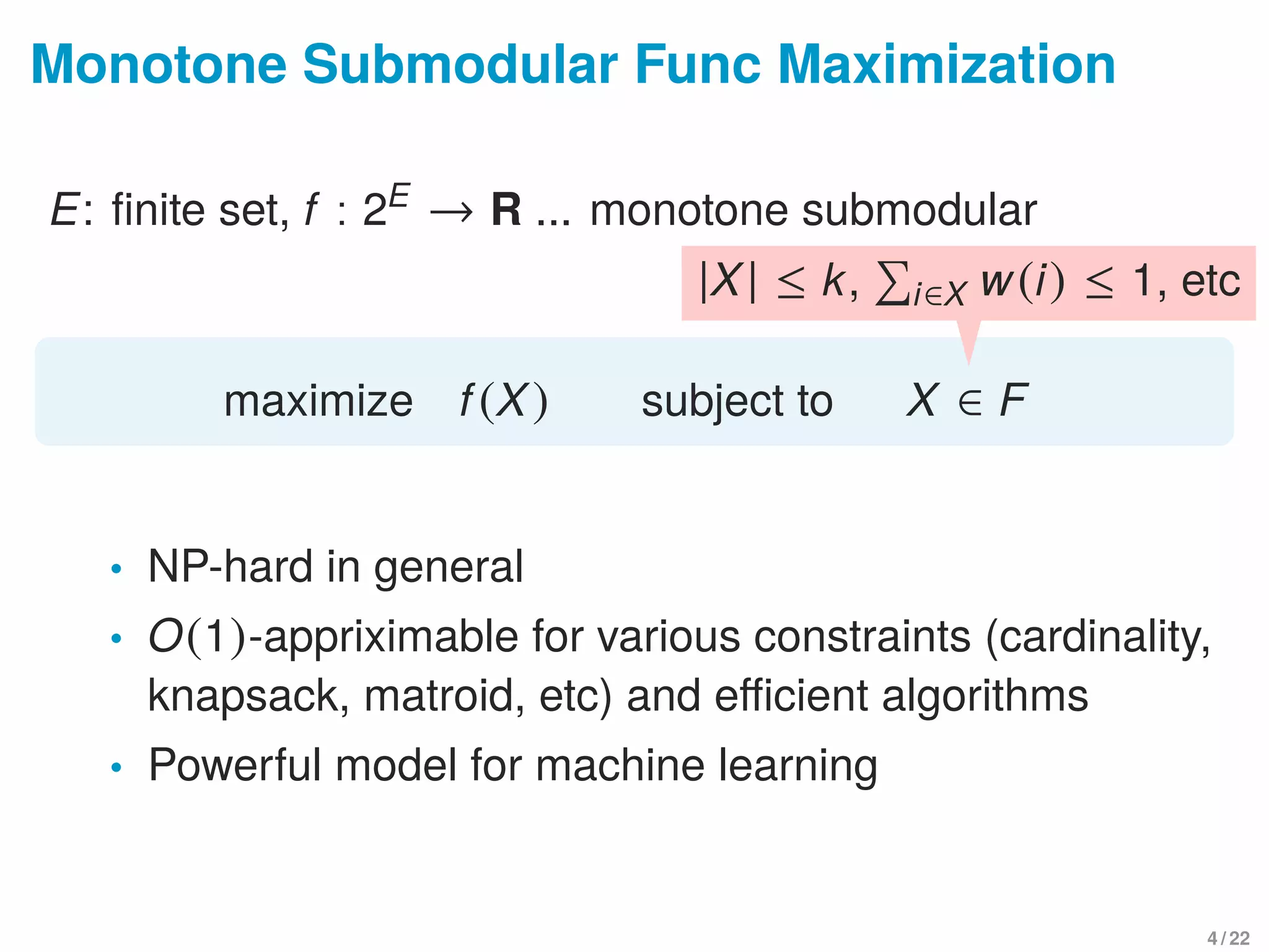 Maximizing Submodular Function Over The Integer Lattice Ppt
