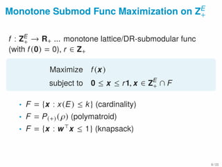 Maximizing Submodular Function over the Integer Lattice | PDF