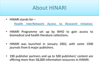 HINARI : How to access | PPTX