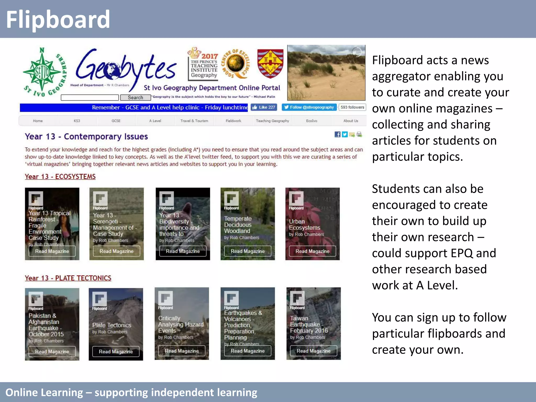 Workshop 20 - Online Learning - supporting independent learning. | PPTX