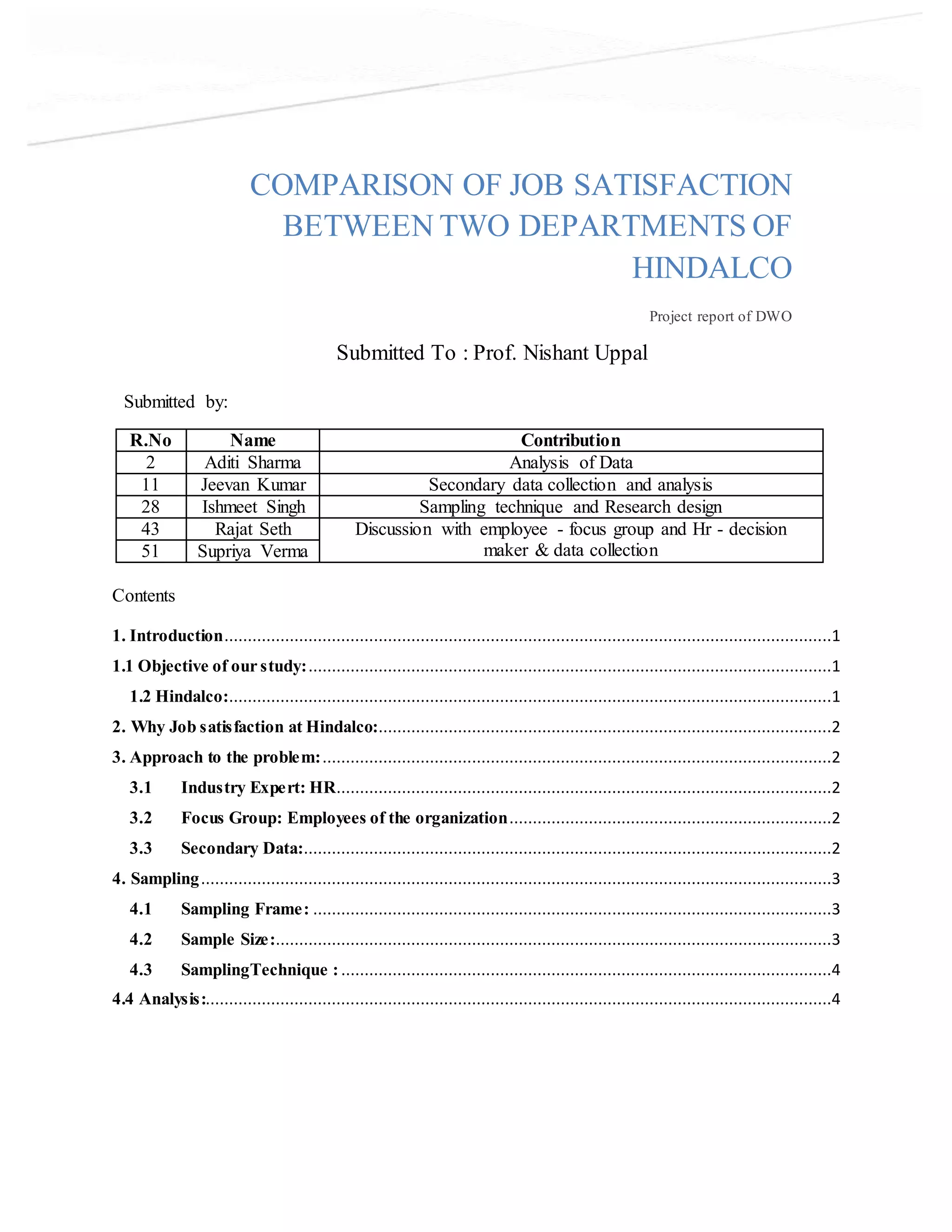 Hindalco job satisfaction | PDF