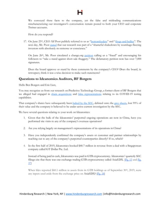 Hindenburg Letter to Ideanomics Board, Executive Team, and Auditors | PDF