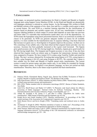 HINDI AND MARATHI TO ENGLISH MACHINE TRANSLITERATION USING SVM | PPT