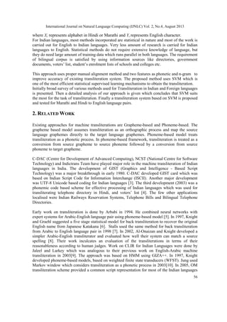 HINDI AND MARATHI TO ENGLISH MACHINE TRANSLITERATION USING SVM | PPT