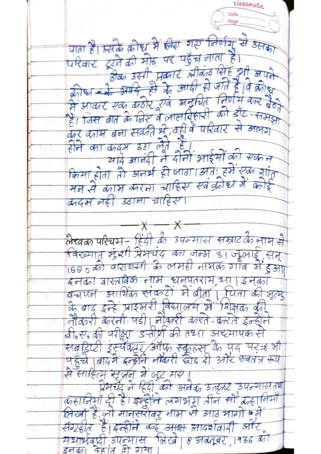 ICSE Hindi Class X Handwritten Notes | PDF