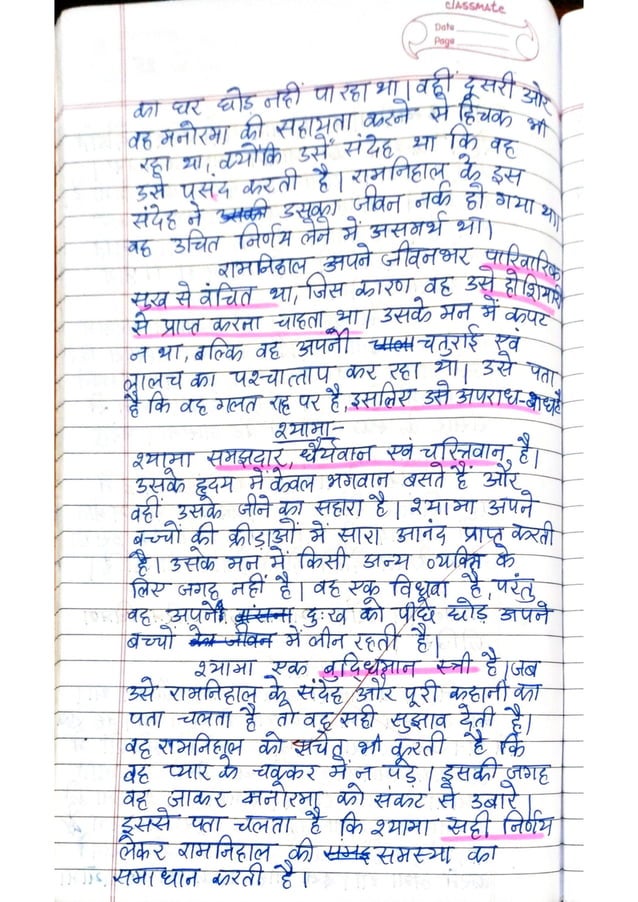 ICSE Hindi Class X Handwritten Notes | PDF