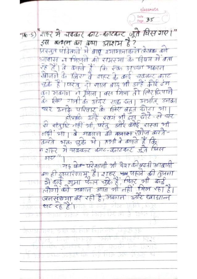 ICSE Hindi Class X Handwritten Notes | PDF