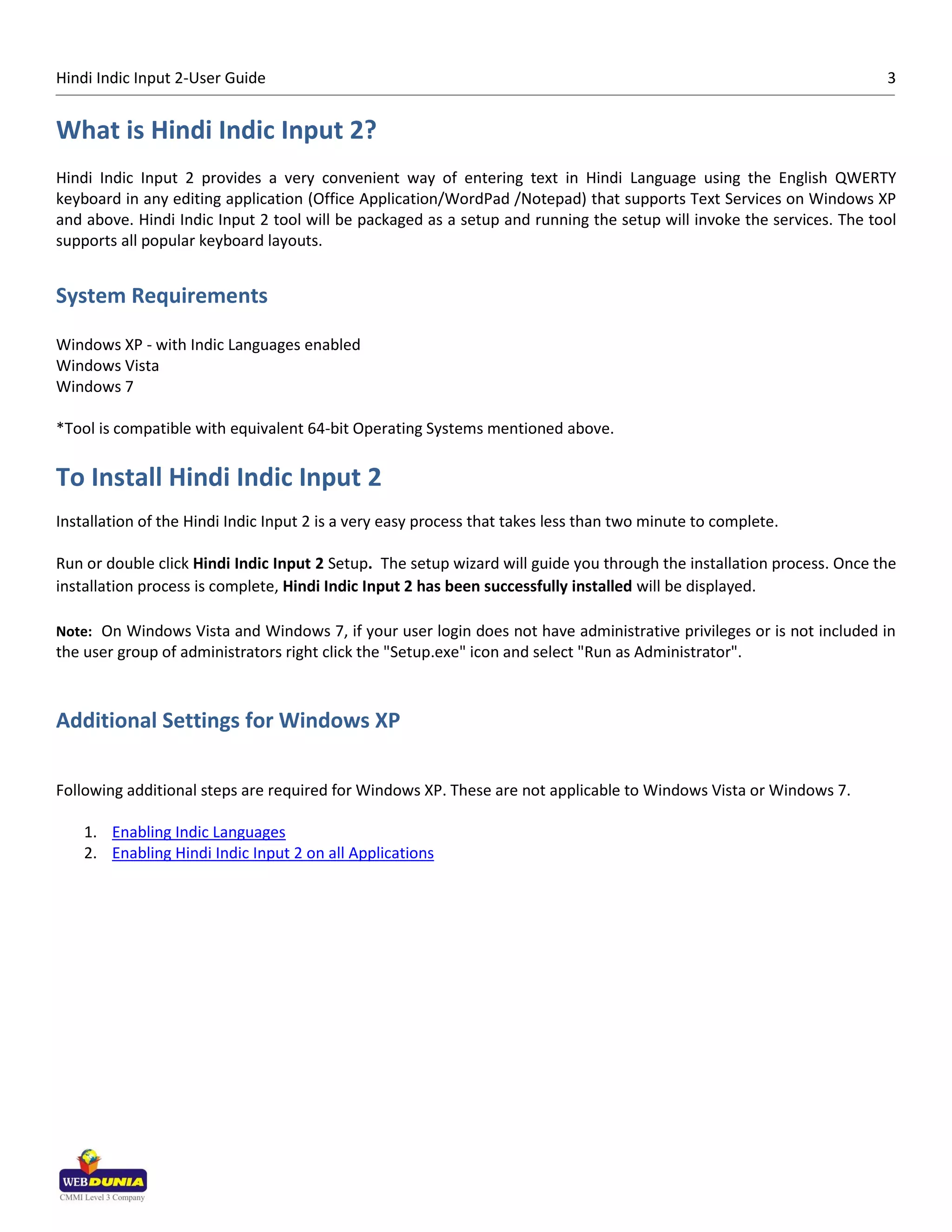 Hindi indic input 2 user guide | PDF