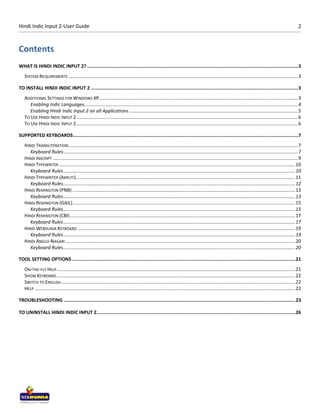 Hindi indic input 2 user guide | PDF