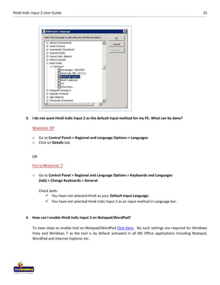 Hindi indic input 2 user guide | PDF