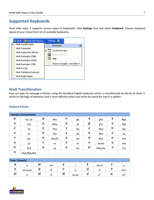 Hindi indic input 2 user guide | PDF