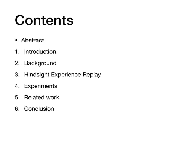 Hindsight experience replay paper review | PPT