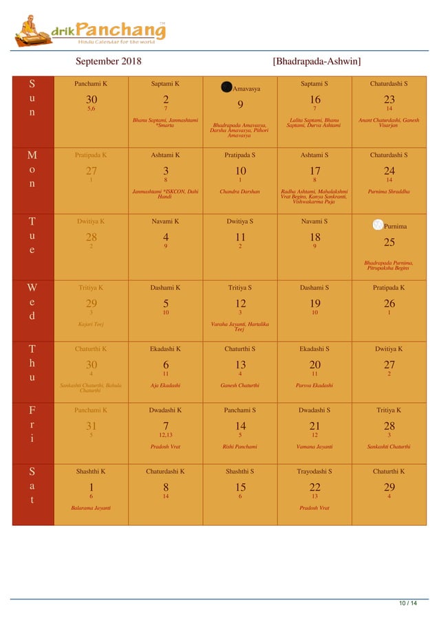 Hindu calendar-2018 | PDF
