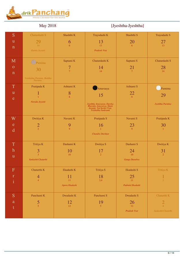 Hindu calendar-2018 | PDF