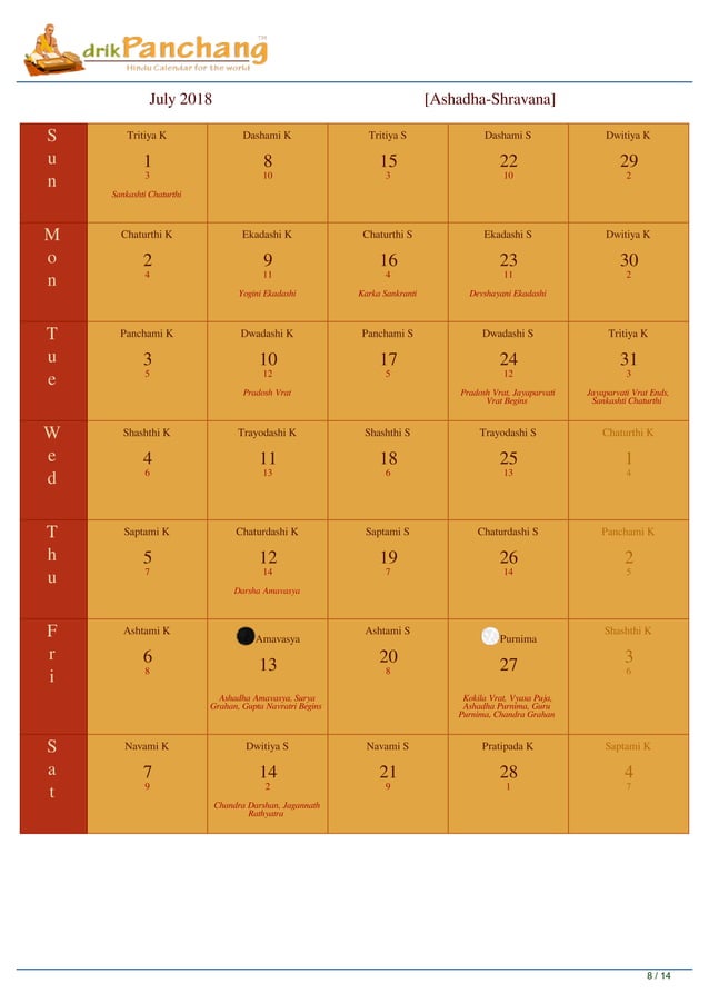 Hindu calendar-2018 | PDF