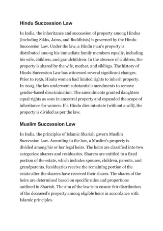 Comparing Hindu and Muslim Law of Succession: Key Differences | PDF | Hinduism | Religion ...