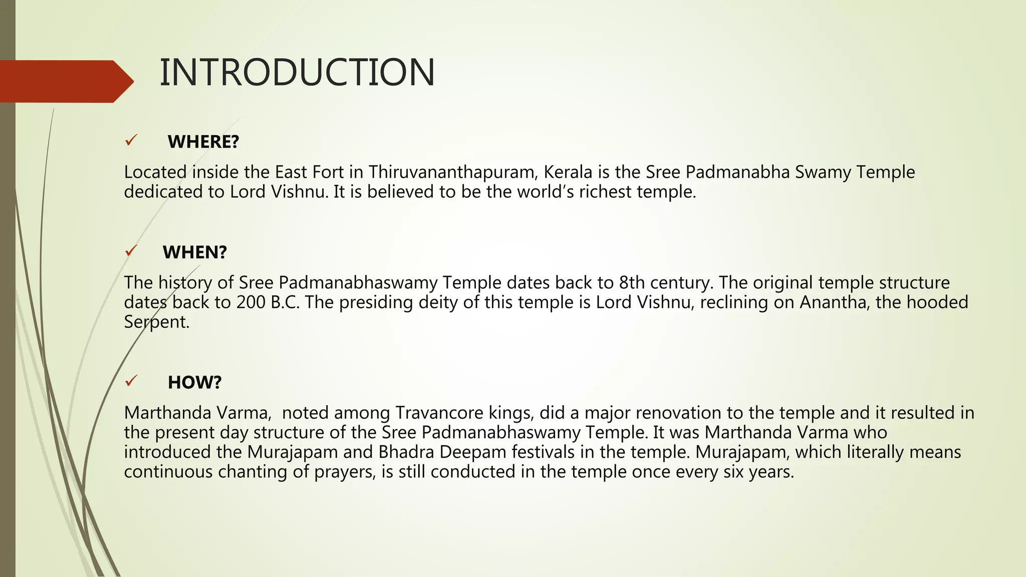 Hindu architecture ( Padmanabhaswamy Temple) | PPTX
