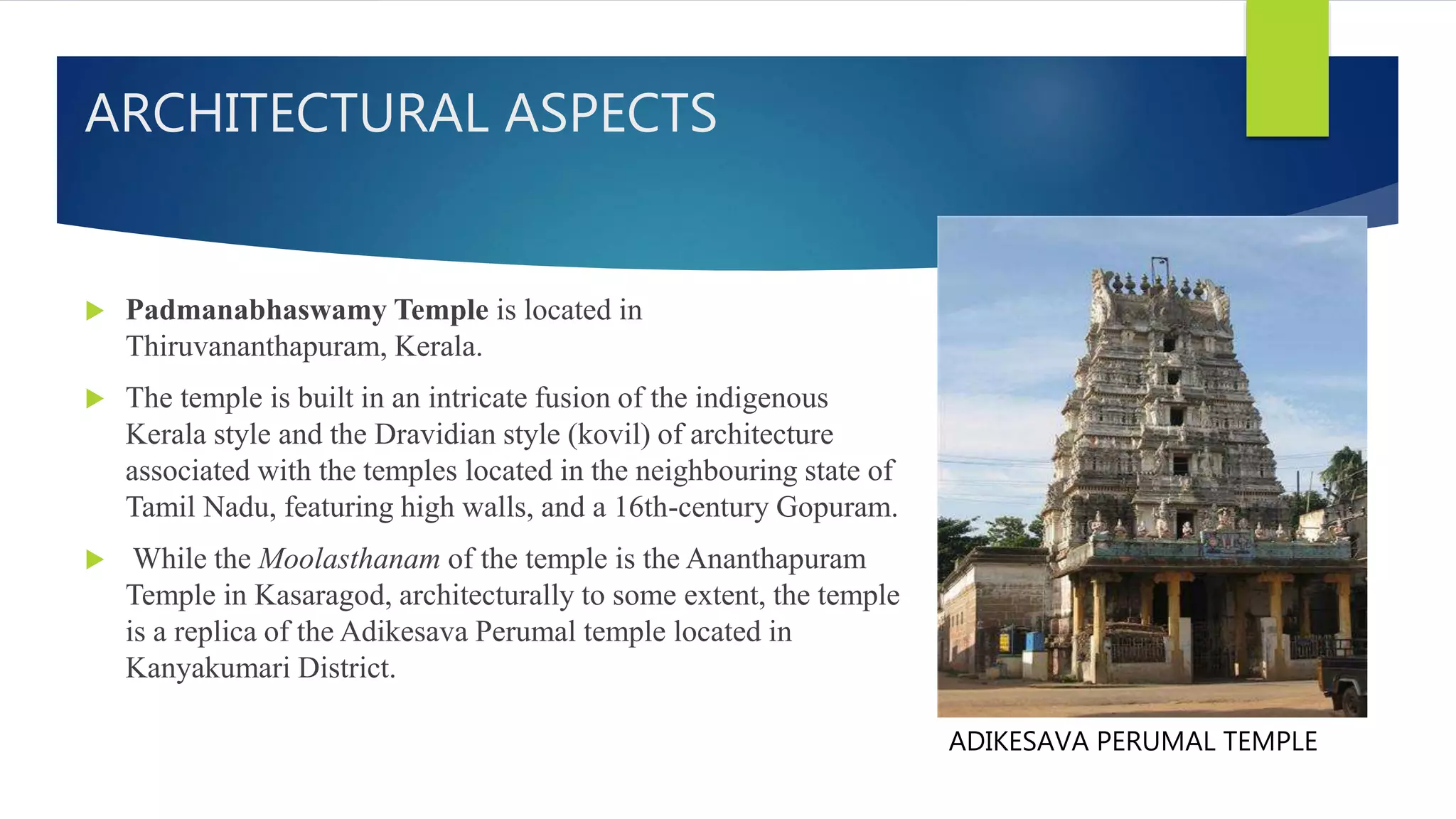 Hindu architecture ( Padmanabhaswamy Temple) | PPTX