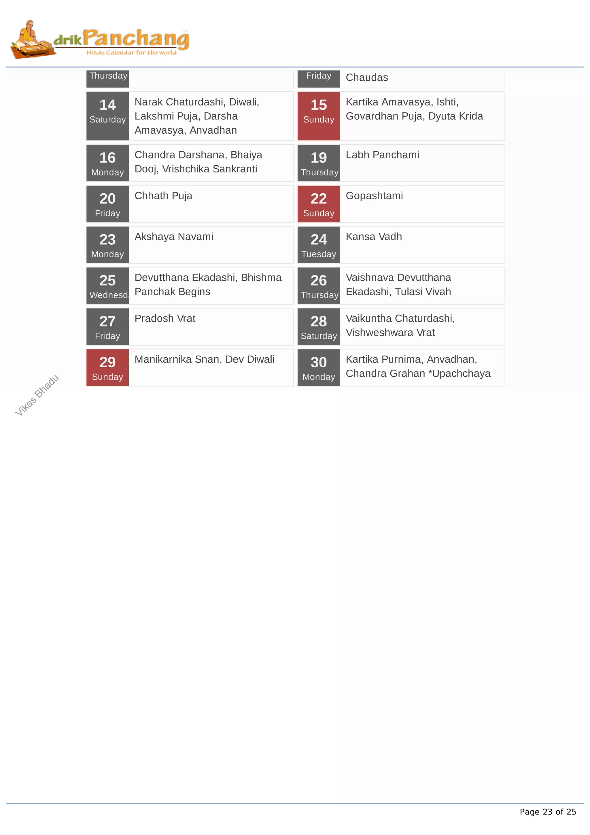 Hindu calander 2020 | PDF