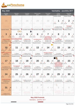 Hindu calander 2020 | PDF