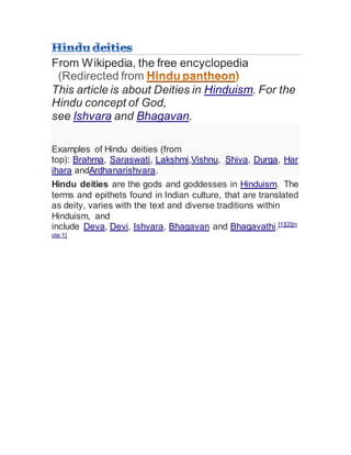 Hindu deities (redirected from hindu pantheon) . | DOCX