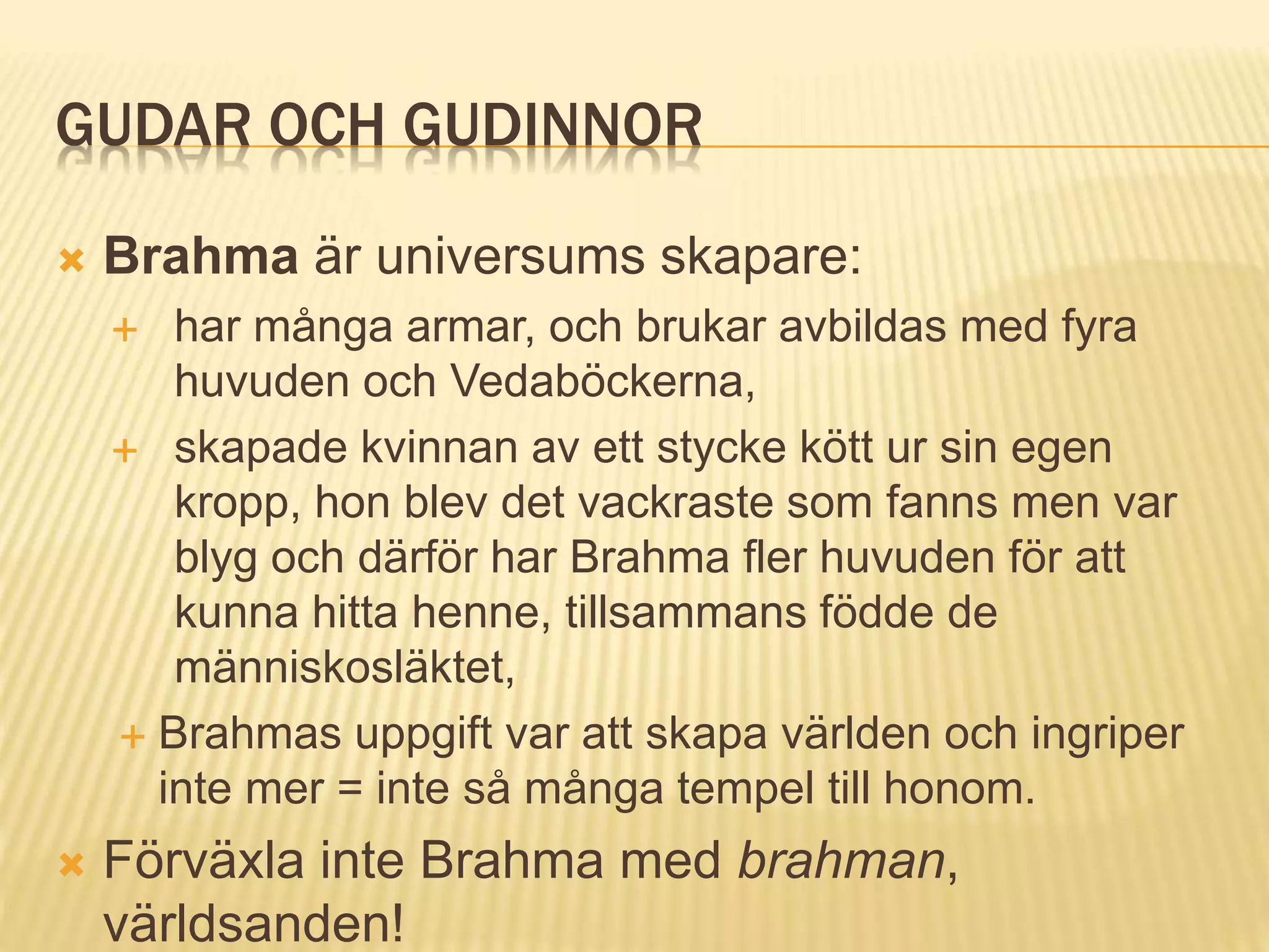 Hinduismen gudar och gudinnor | PPTX