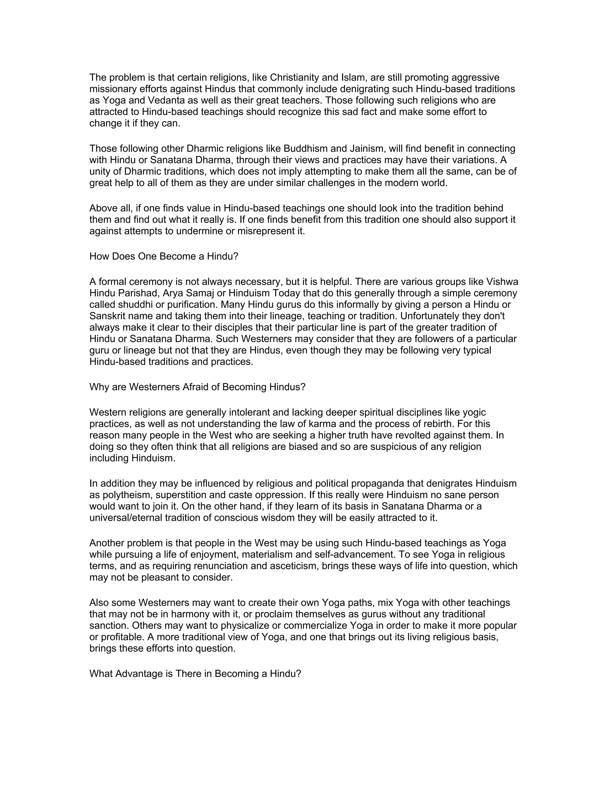 Hinduism, sanatana dharma and yoga 4pgs | PDF