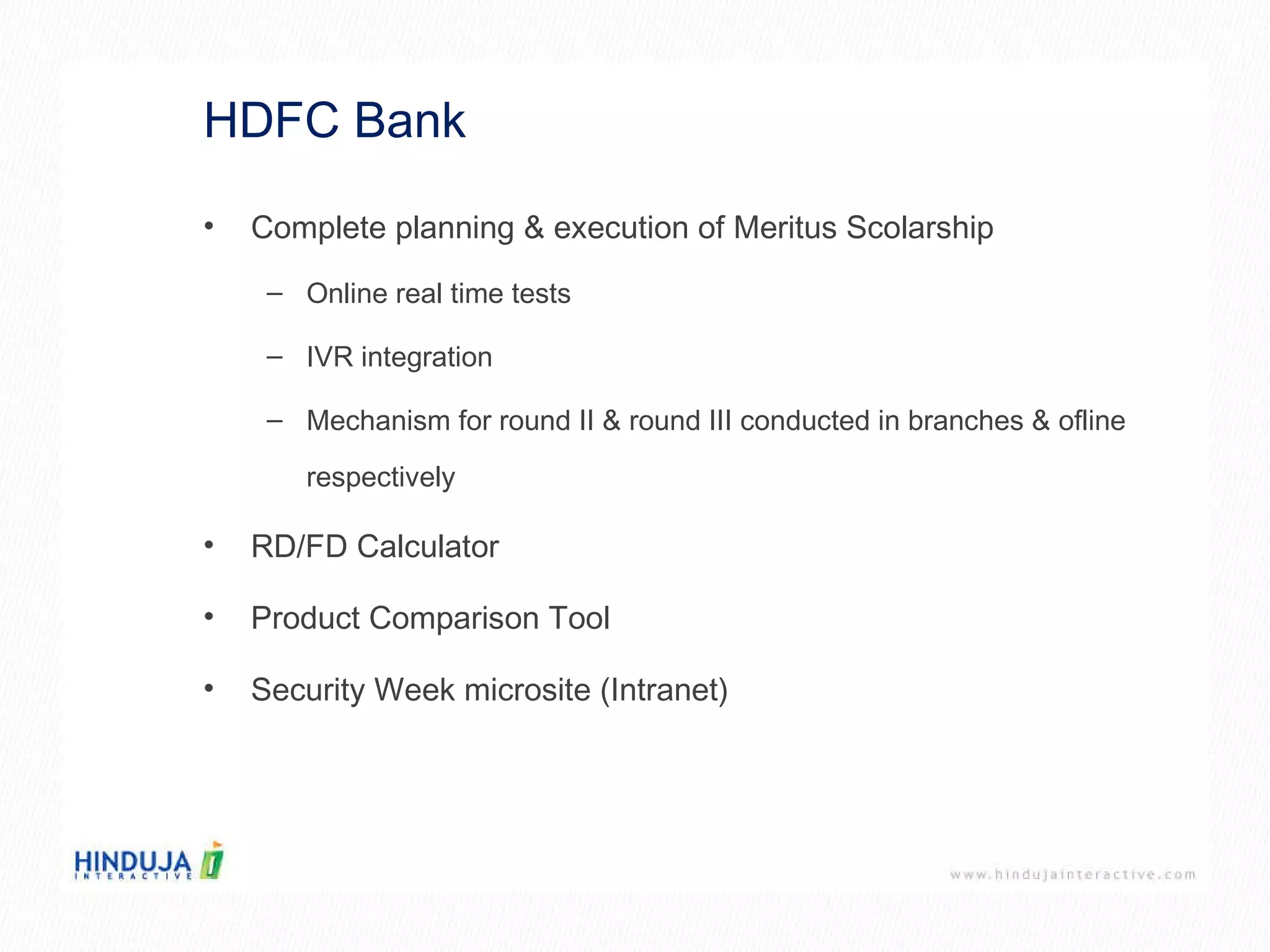 Hinduja Interactive BFSI Portfolio | PPT | Business Banking & Finance | Business