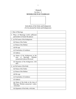 Hindu marriage forms | PDF