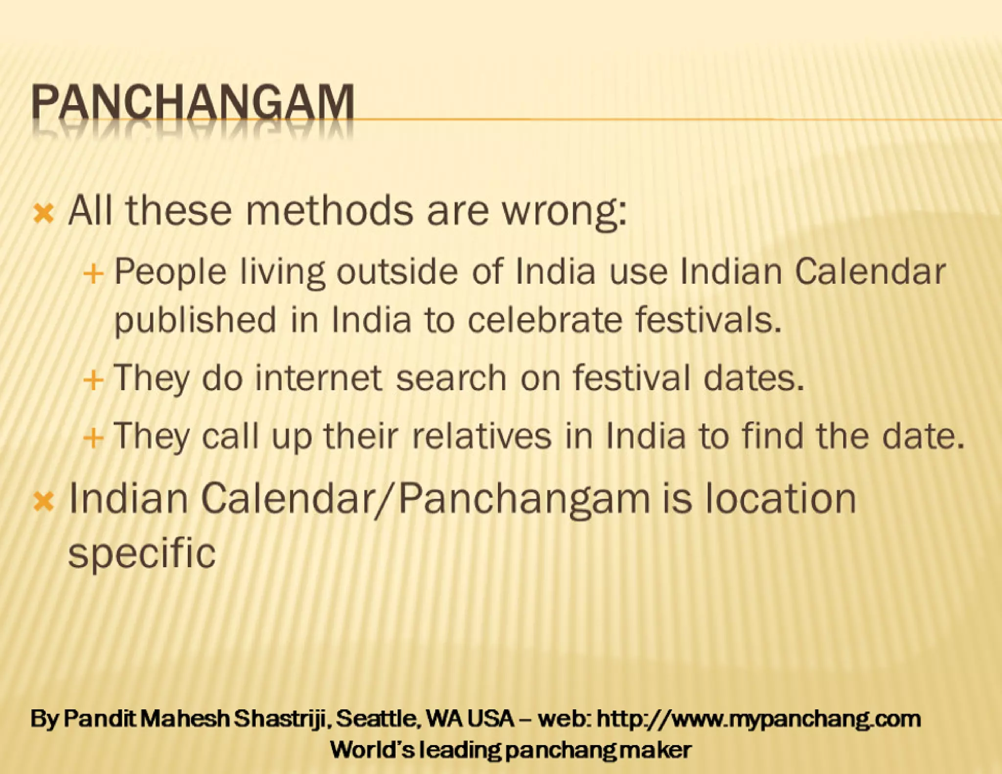 Scientific Hindu Panchangam & Calendar and different dates in festivals ...