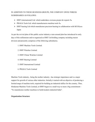 Hindustan machine tools limited | PDF