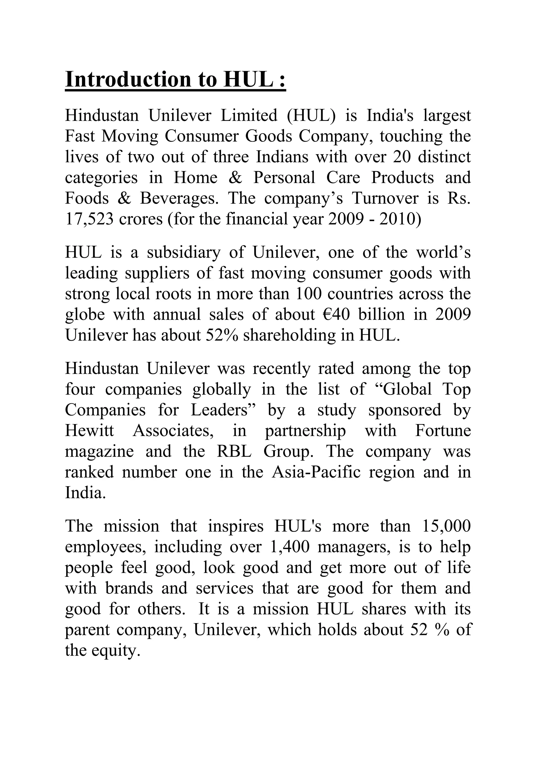 Hindustan unilever limited (hul) hard copy | DOCX